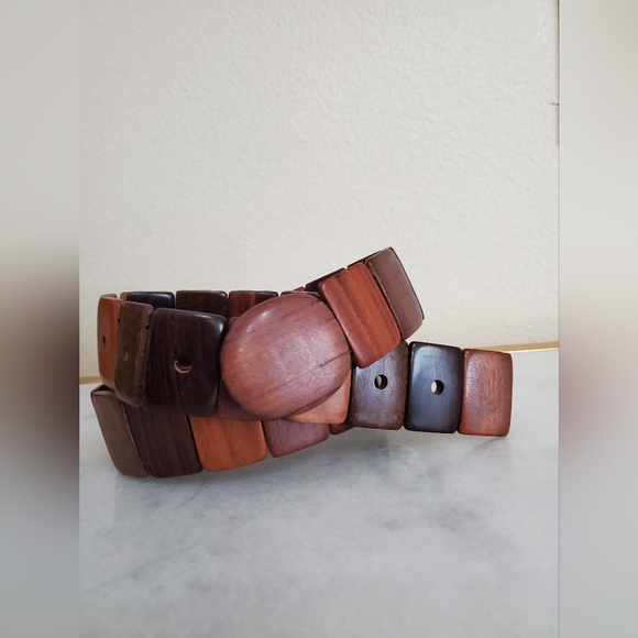 Vintage | Accessories | Vintage Cool Wood Belt Womens Size Ml | Poshmark